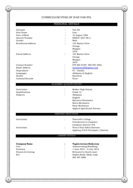 CV - Manuel Swarts 2016 | PDF