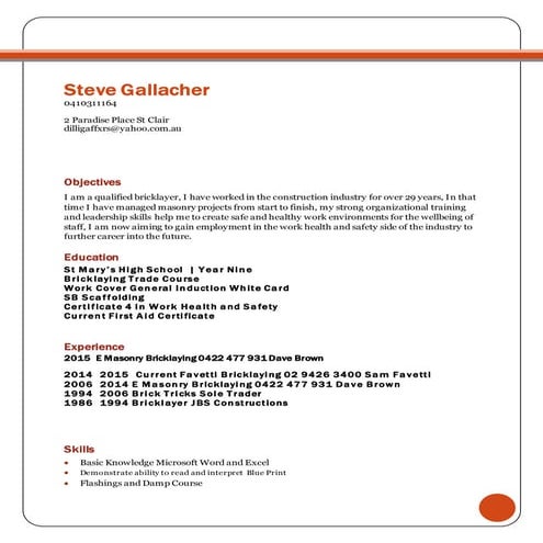 Steve Resume 2015 | DOCX