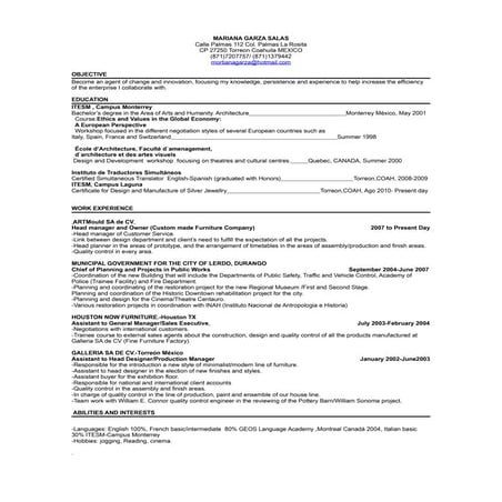 Mariana Garza Salas English Resume | PDF