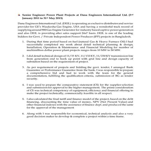 Senior Engineer-Dana Engineers International Ltd | PDF