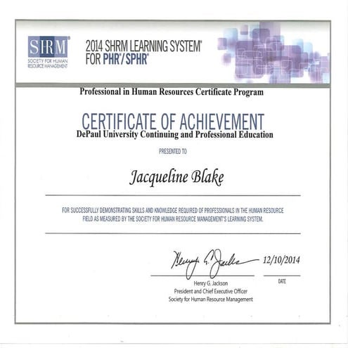 PHR Certificate