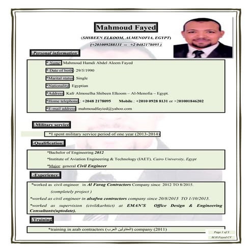 Mahmoud Fayed - Civil Engineer - Egypt (2) | PDF