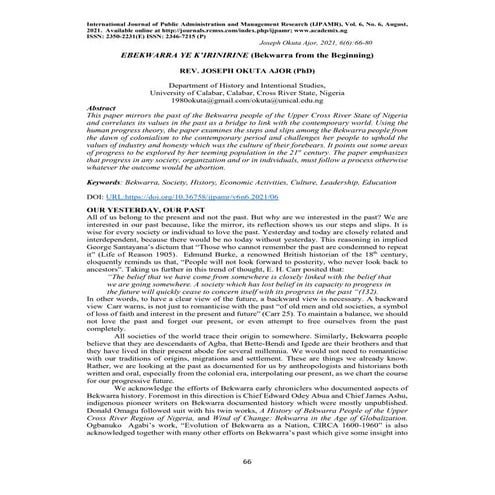 Ebekwarra ye k’irinirine (bekwarra from the beginning) | PDF