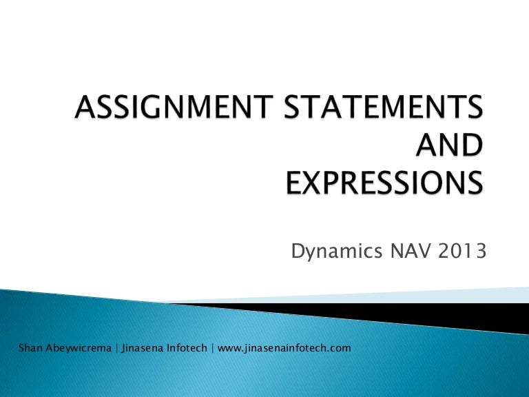 Assignment Statements And