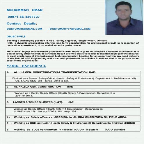M UMAR HSE CV | DOCX