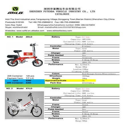 E bike catalogue | PDF