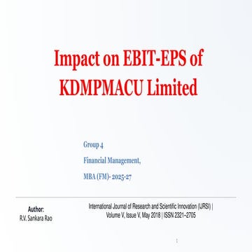 EBIT EPS relationship in cooperative of Andhra | PPTX