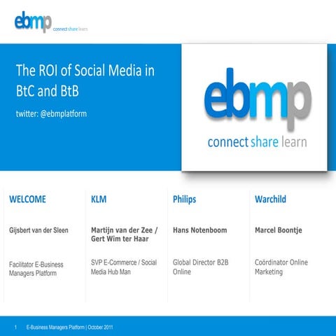 E-Business Managers Platform - ROI van social media in BtB en BtC. | PDF