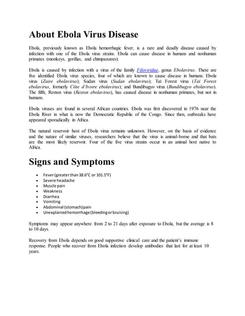 Ebola biology investigatory project | DOCX