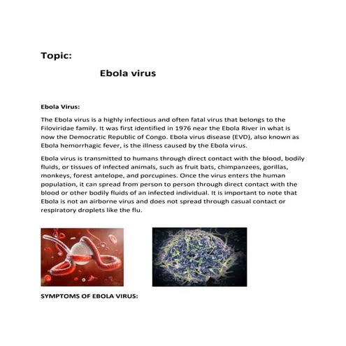 Power point presentation on EBOLA VIRUS. | PDF