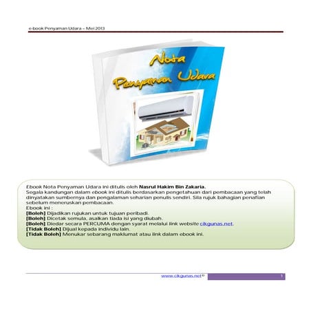 Penyaman Udara (ET603 ELECTRICAL MAINTENANCE AND REPAIR) | PDF