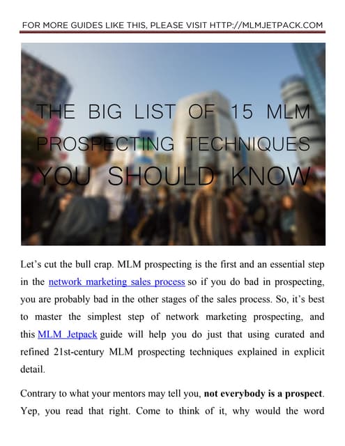 Network Marketing Prospecting Scripts | DOCX