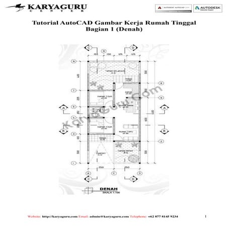 Ebook auto cad gambar kerja rumah tinggal bagian 1 denah ruang | PDF