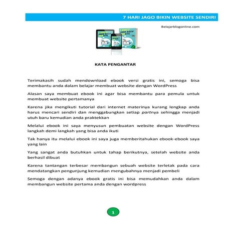 Ebook Gratis 7 Hari Jago Bikin Website Sendiri | PDF