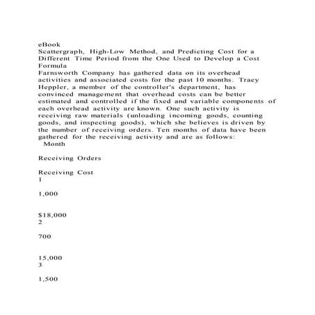 eBookScattergraph, High-Low Method, and Predicting Cost for a Di | DOCX