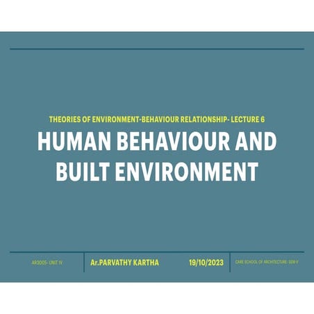 Environmental bEHAVIOUR ARCHITECTURE - EBS | PDF