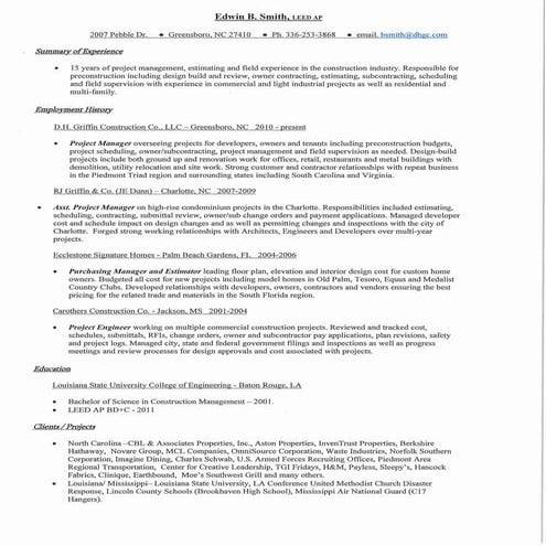 Ebs resume and project list 2016 | PDF