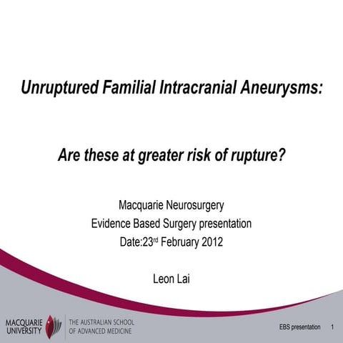 Journal Club-International Study of Unruptured Intracranial Aneurysms ...