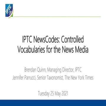 IPTC NewsCodes - Controlled Vocabularies for the News Media (EBU MDN ...