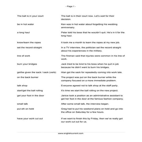 Ec work-idioms-intermediate-advanced | DOC