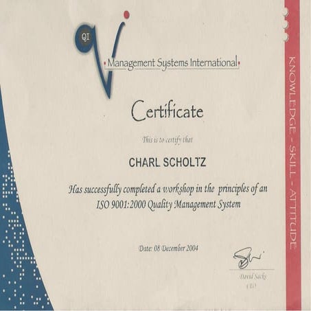 QMS Certificate | PDF