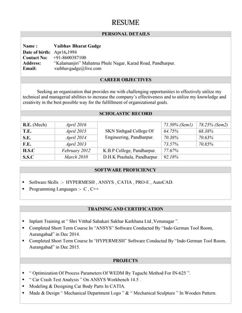 SANKAR RESUME | PDF