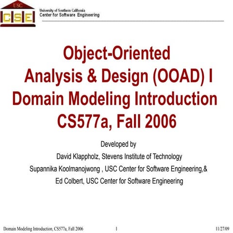 Object Oriented Analysis And Design Ooad Domain Modeling Introduction Ppt 3058