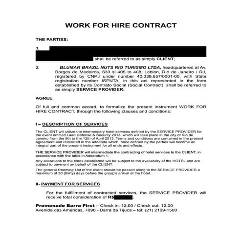 WORK FOR HIRE CONTRACT | PDF