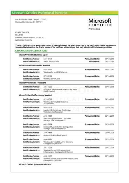Microsoft Transcript | PDF | IT and Internet Support | Internet