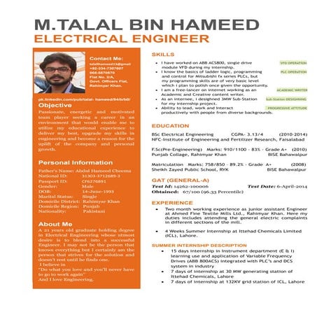 M.Talal cv version 7 | PDF | Radio Control | Hobbies & Interests