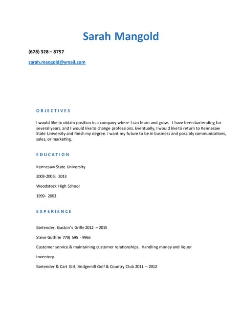 Jennifer Manzella Resume | PDF