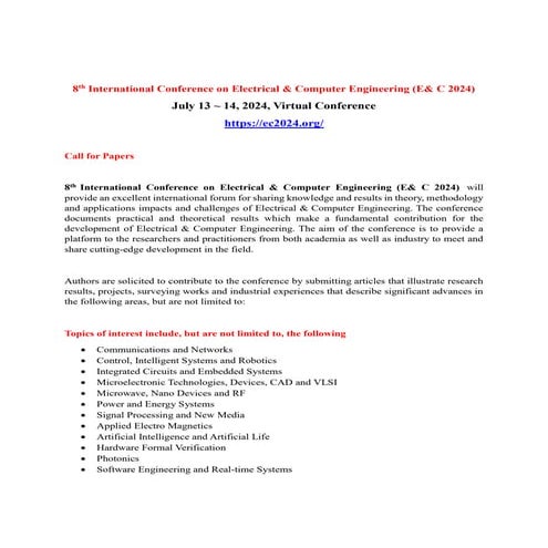 Call for Papers - 8th International Conference on Electrical & Computer ...