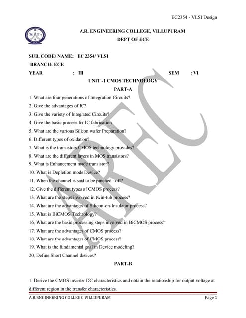 Fundamentals of cmos vlsi | PDF
