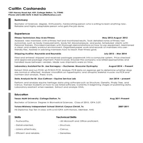 Resume | DOCX | Science