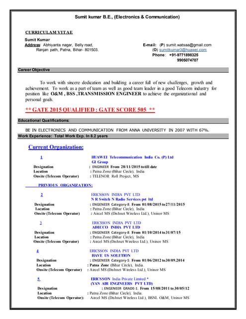 BSS O&M CV_ GAURAV SHARMA | PDF
