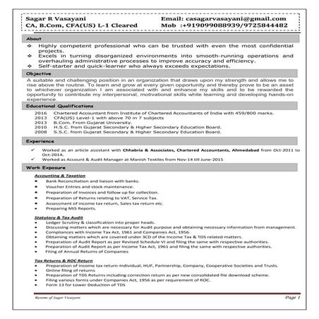 CA Sagar RESUME | PDF