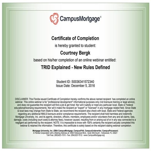 TRID Certification | PDF