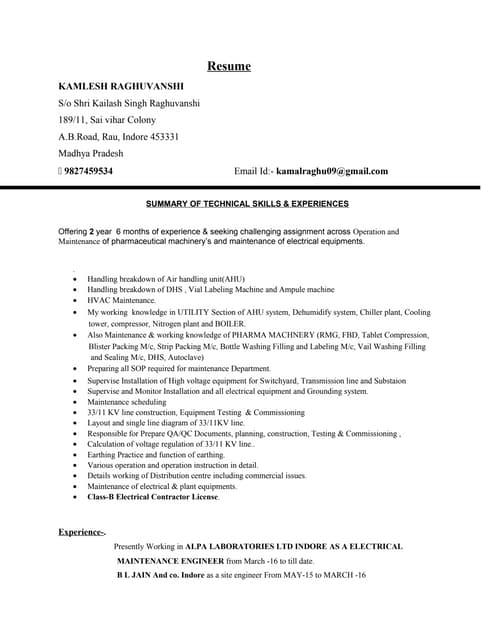 Hrishikesh majumder ee_resume_exp | PDF