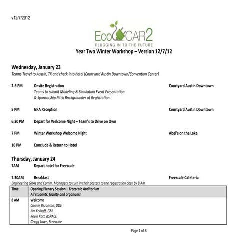 WW Agenda - Version 12/7/12 | PPT