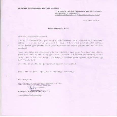 APPOINTMENT LETTER | PDF