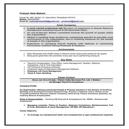 Resume - Prakash Nath Mahant | DOC