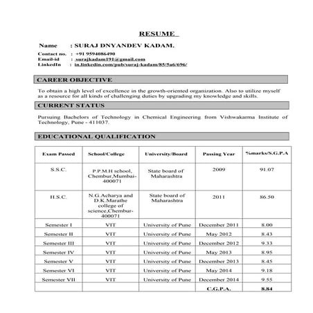SURAJ KADAM RESUME updated | DOC