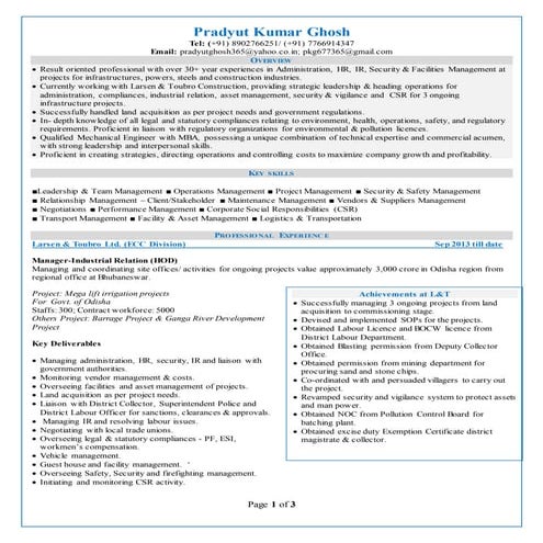 RESUME PK GHOSH NEW | PDF