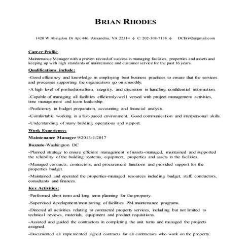 Brian Rhodes Resume 1 | DOCX
