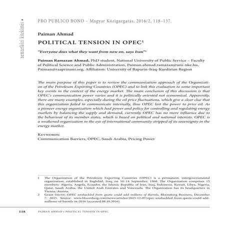 Opec Organization of Petroleum Exporting Countries | PPTX
