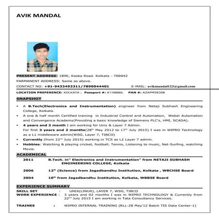 RESUME of Avik 22nd Apr | DOC