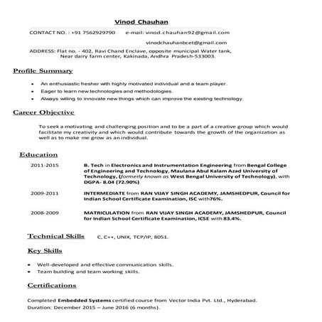 vinodresume | DOCX