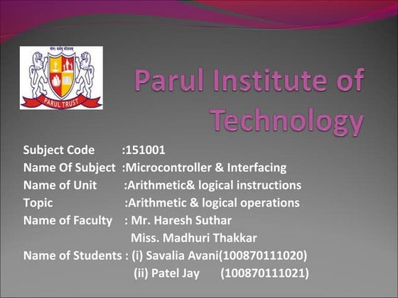 Arithmetic And Logical Instructions 8051 Microcontroller Ppt 4940