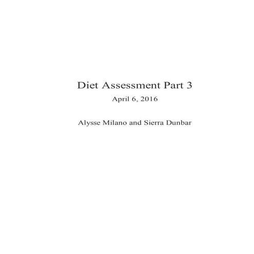 Diet Assessment Part 3 | DOCX