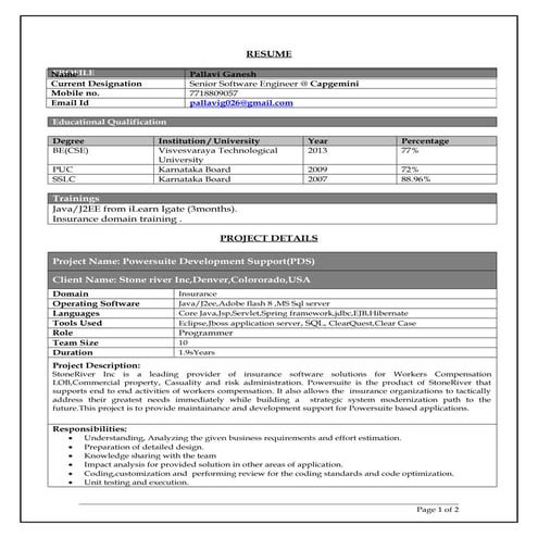 Pallavi_2yrs_java developer | PDF